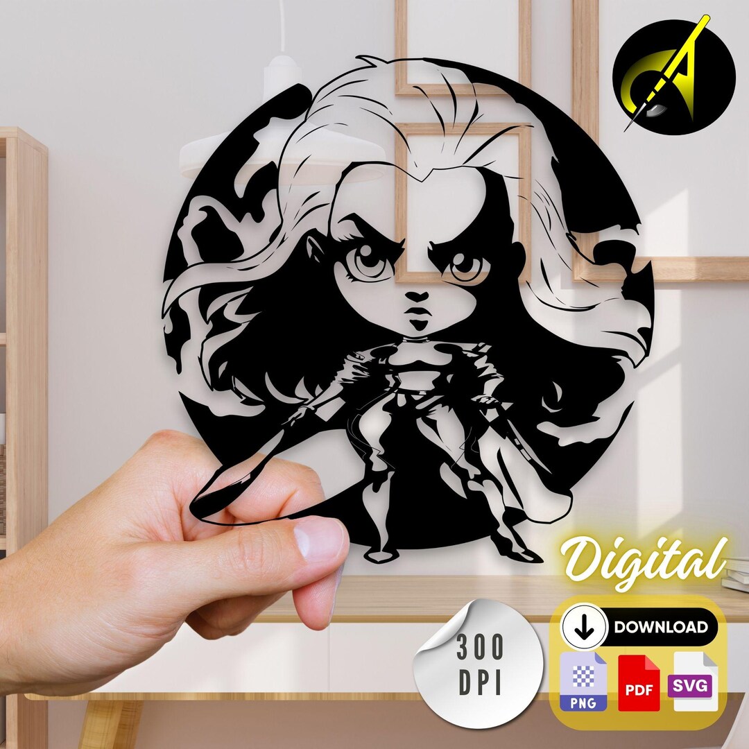 Chibi Xmen Storm Digital Instant Download Black and White Clipart ...