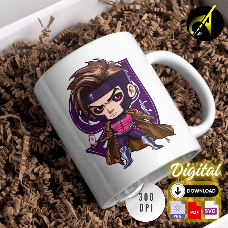 Chibi Xmen Gambit Digital Instant Download Clipart Marvel Superhero SVG ...