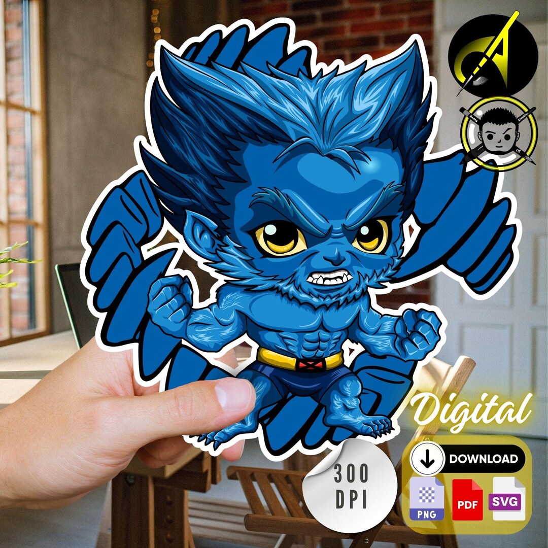 Chibi Beast Clipart, X-men Superhero (digital Download) - Etsy
