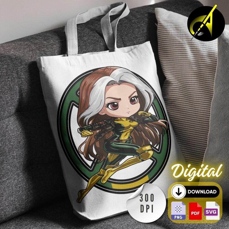 Chibi Xmen Rogue Digital Instant Download Clipart Marvel Superhero SVG ...
