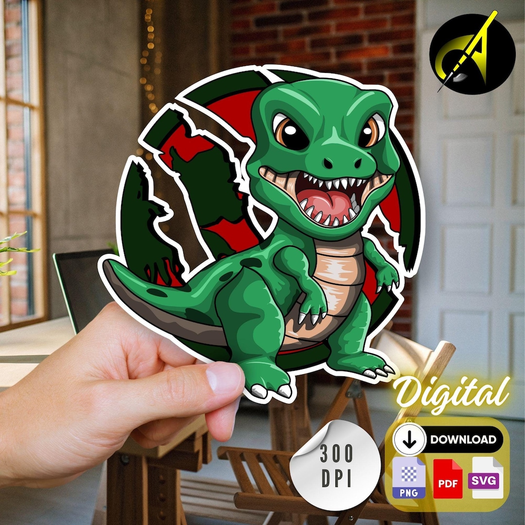 Chibi T-rex Dinosaur Instant Download Clipart Jurassic Park Trex SVG ...