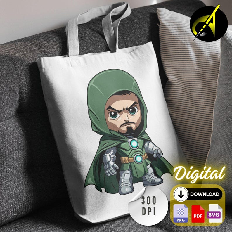 Chibi Doctor Doom Digital Clipart - Cute Marvel Villain Art - Marvel ...