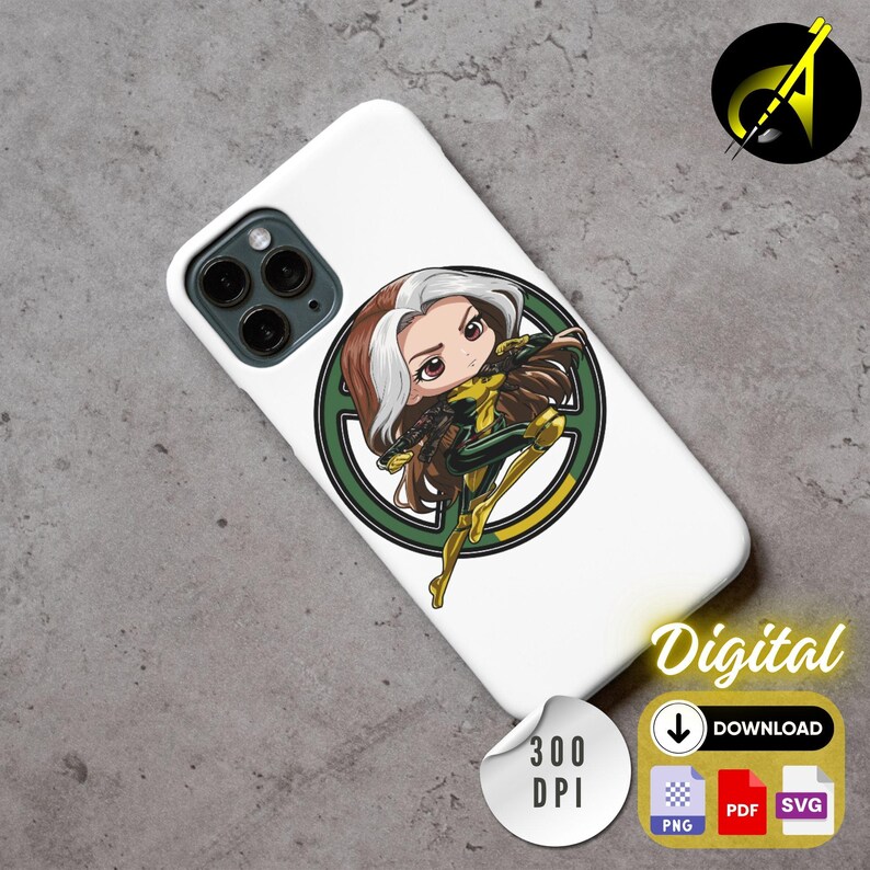 Chibi Xmen Rogue Digital Instant Download Clipart Marvel Superhero SVG ...