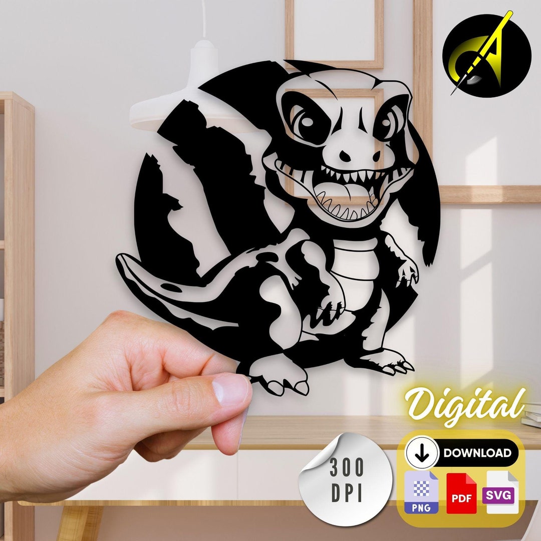 Chibi T-rex Dinosaur Instant Download Black and White Clipart Jurassic ...