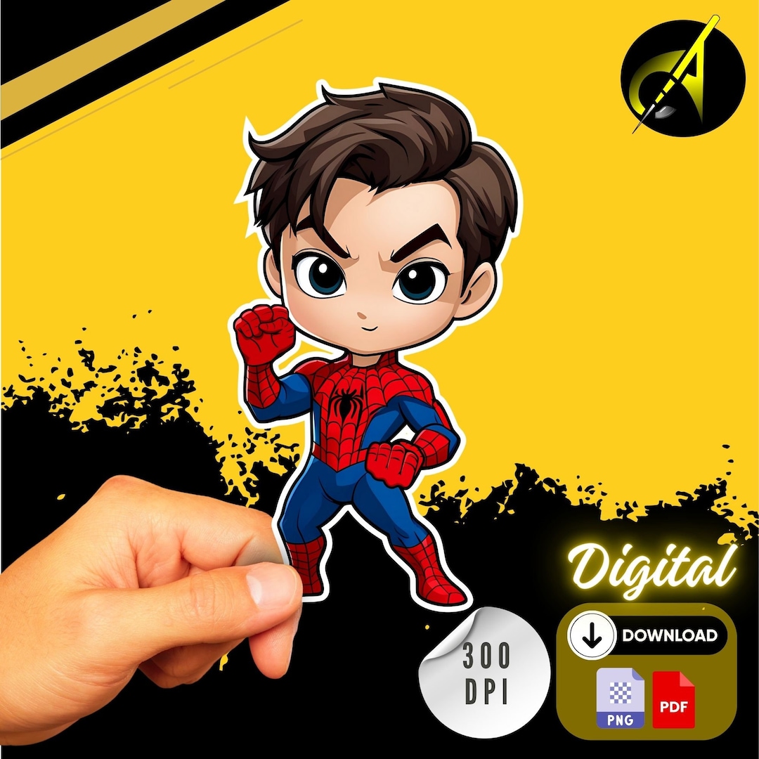 Chibi Spiderman Tobey Clipart Instant Download Poster Sweatshirt Hoodie ...