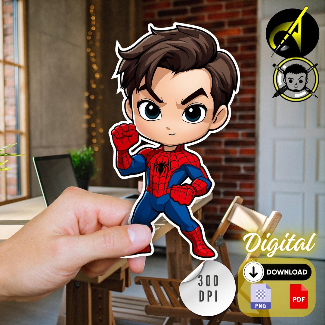 Chibi Spiderman Tobey Clipart Instant Download Poster Sweatshirt Hoodie ...