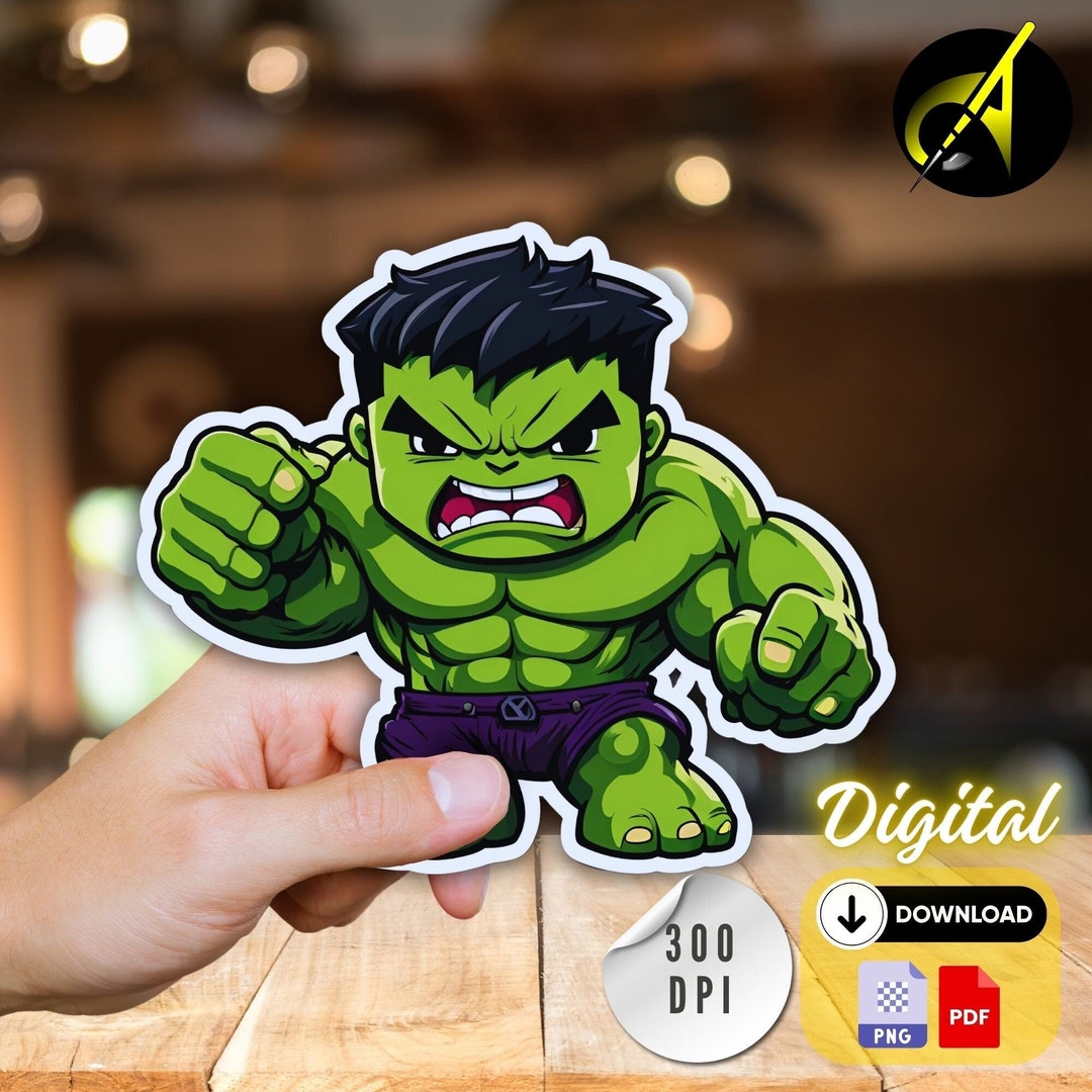 Chibi Hulk Clipart Digital Download - Hulk Superhero Character Art for ...