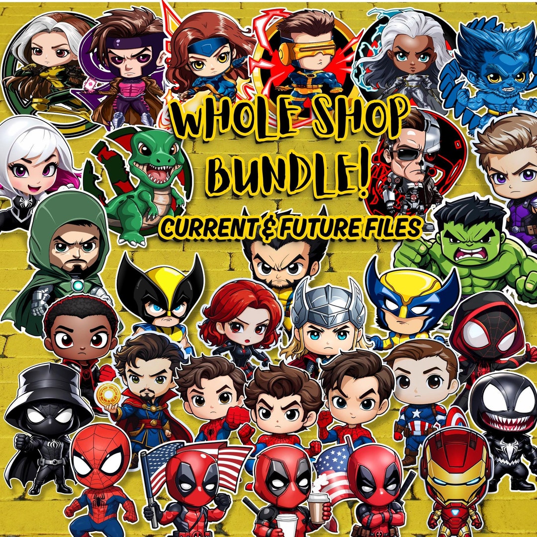 Chibi Superhero Clipart Mega Bundle: Avengers, Spiderverse (PNG, PDF ...