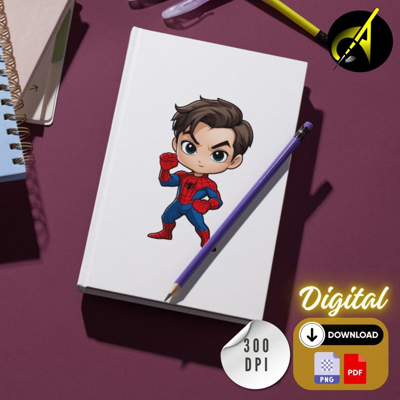 Chibi Spiderverse Digital Clipart Bundle Spiderman Peter Tobey Andrew ...