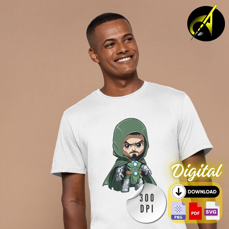 Chibi Doctor Doom Digital Clipart - Cute Marvel Villain Art - Marvel ...