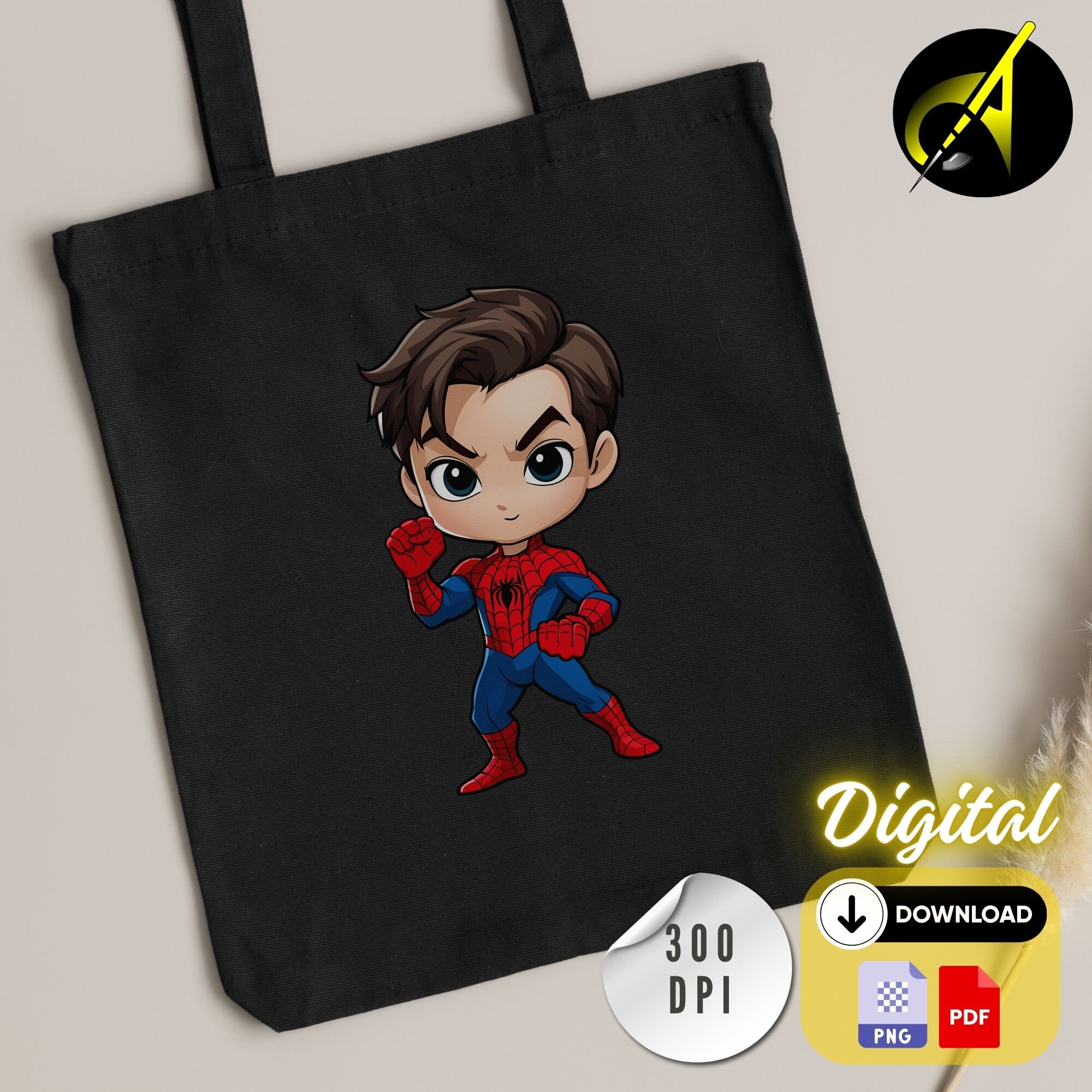 Chibi Spiderman Tobey Clipart Instant Download Poster Sweatshirt Hoodie ...