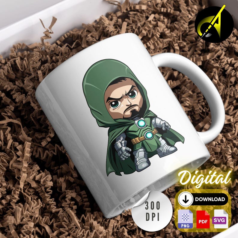 Chibi Doctor Doom Digital Clipart - Cute Marvel Villain Art - Marvel ...