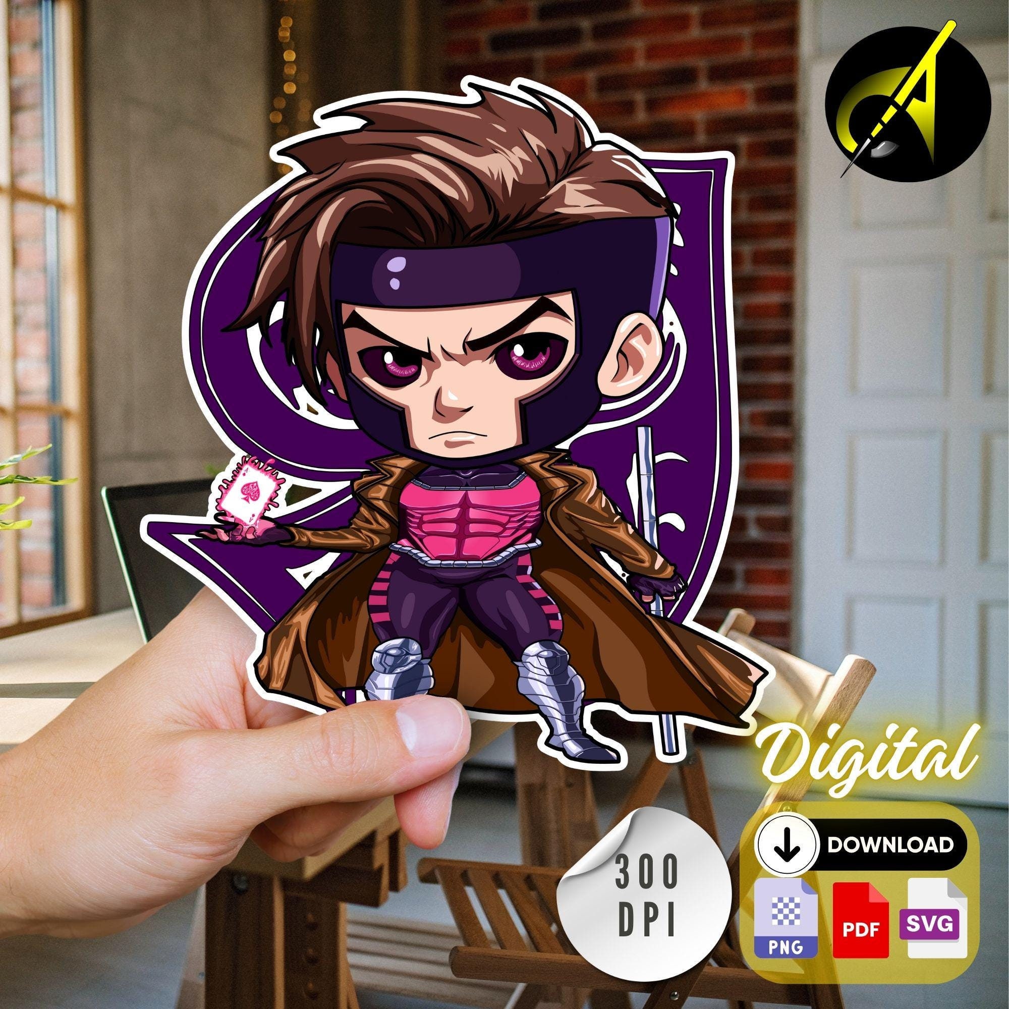 Chibi Xmen Gambit Digital Instant Download Clipart Marvel Superhero SVG ...