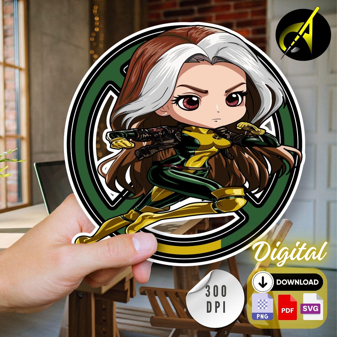 Chibi Xmen Rogue Digital Instant Download Clipart Marvel Superhero SVG ...