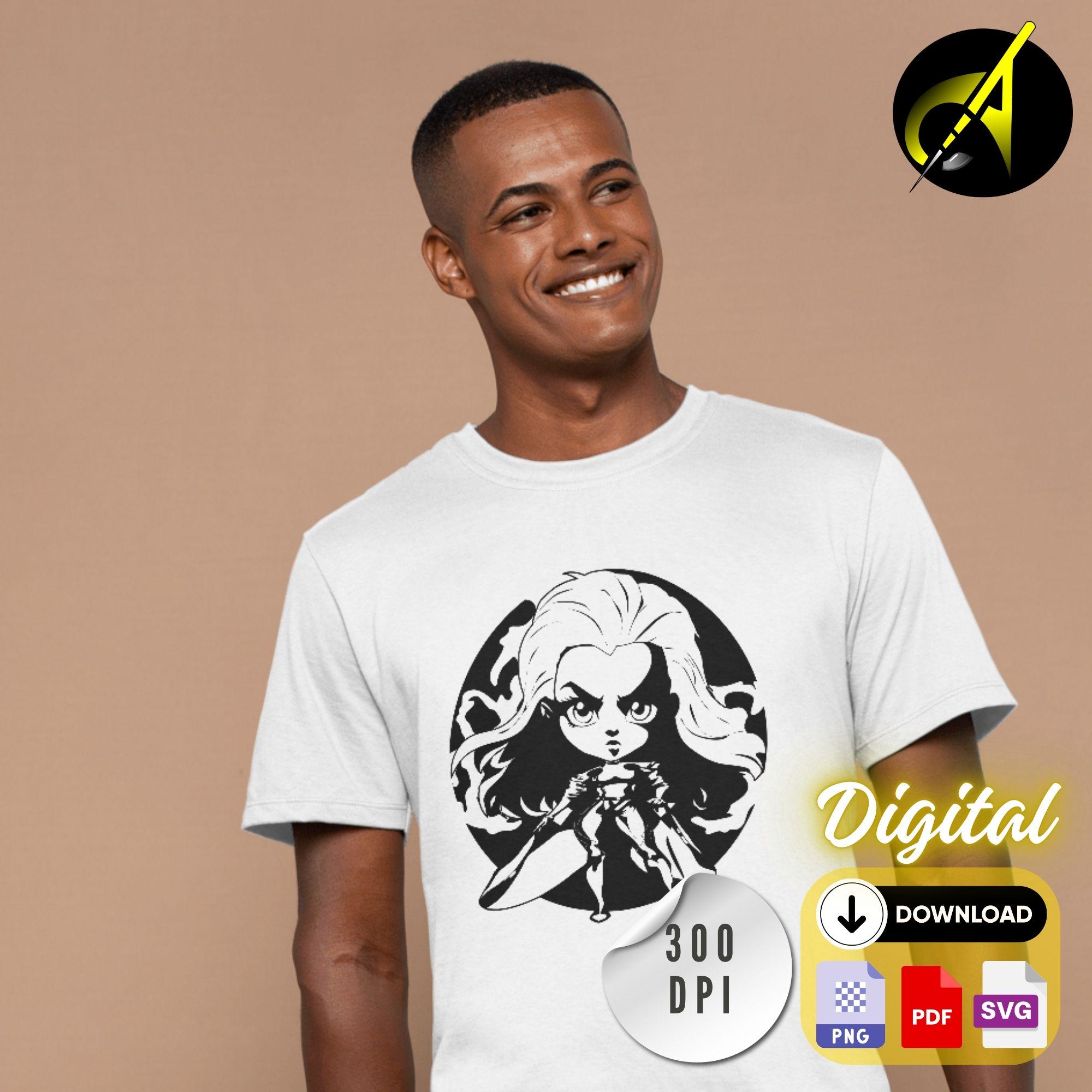 Chibi Xmen Storm Digital Instant Download Black and White Clipart ...