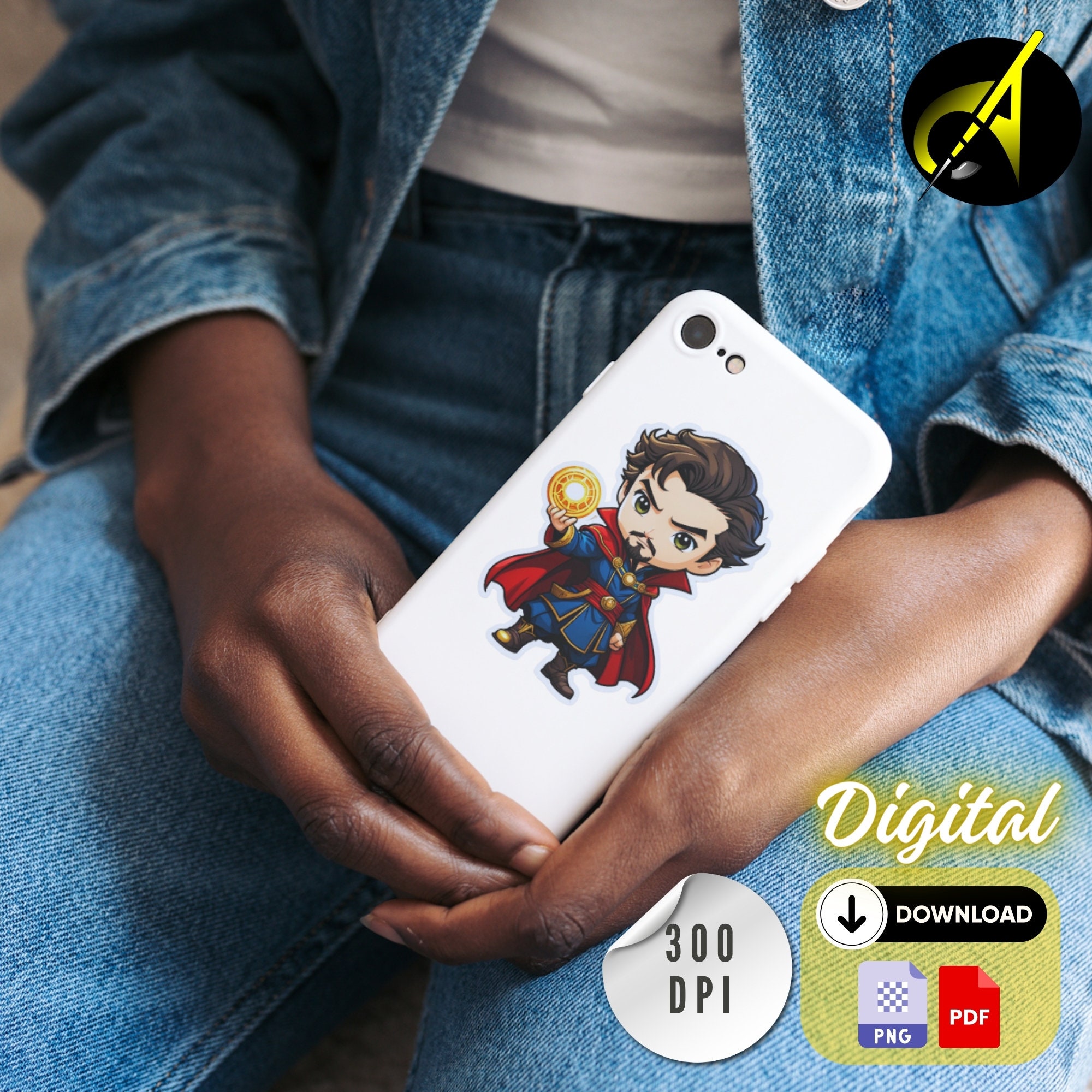 Chibi Dr. Strange Sticker Clipart Avengers Inspired Illustration ...