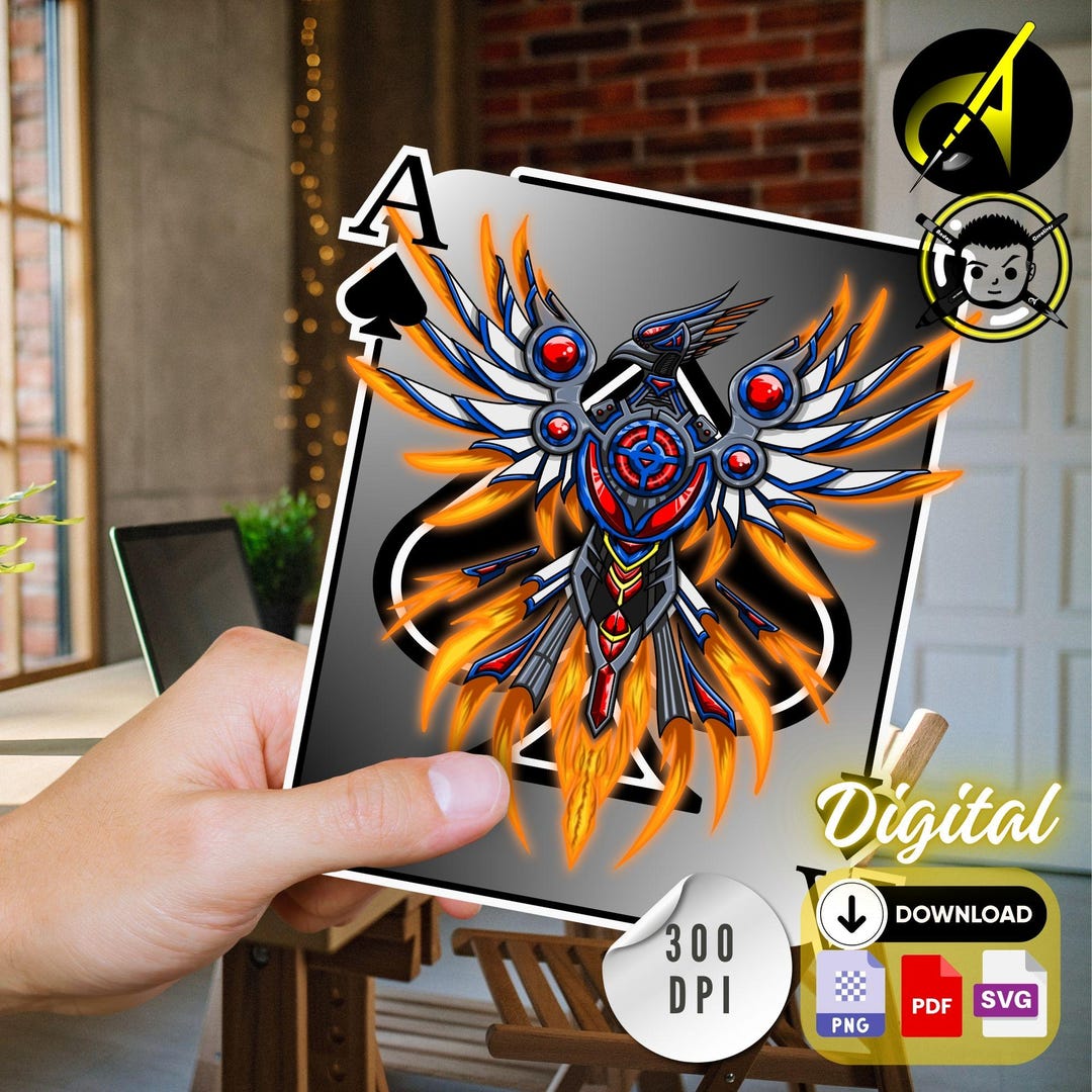 Spade Ace Mecha Phoenix Clipart, Playing Card Design PNG SVG, Cyberpunk ...