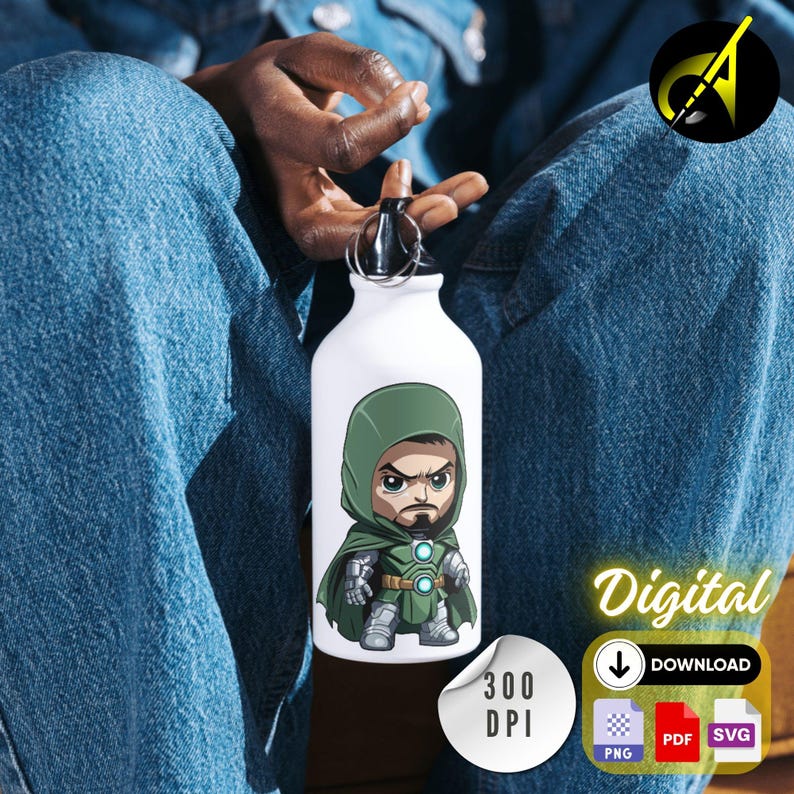 Chibi Doctor Doom Digital Clipart - Cute Marvel Villain Art - Marvel ...