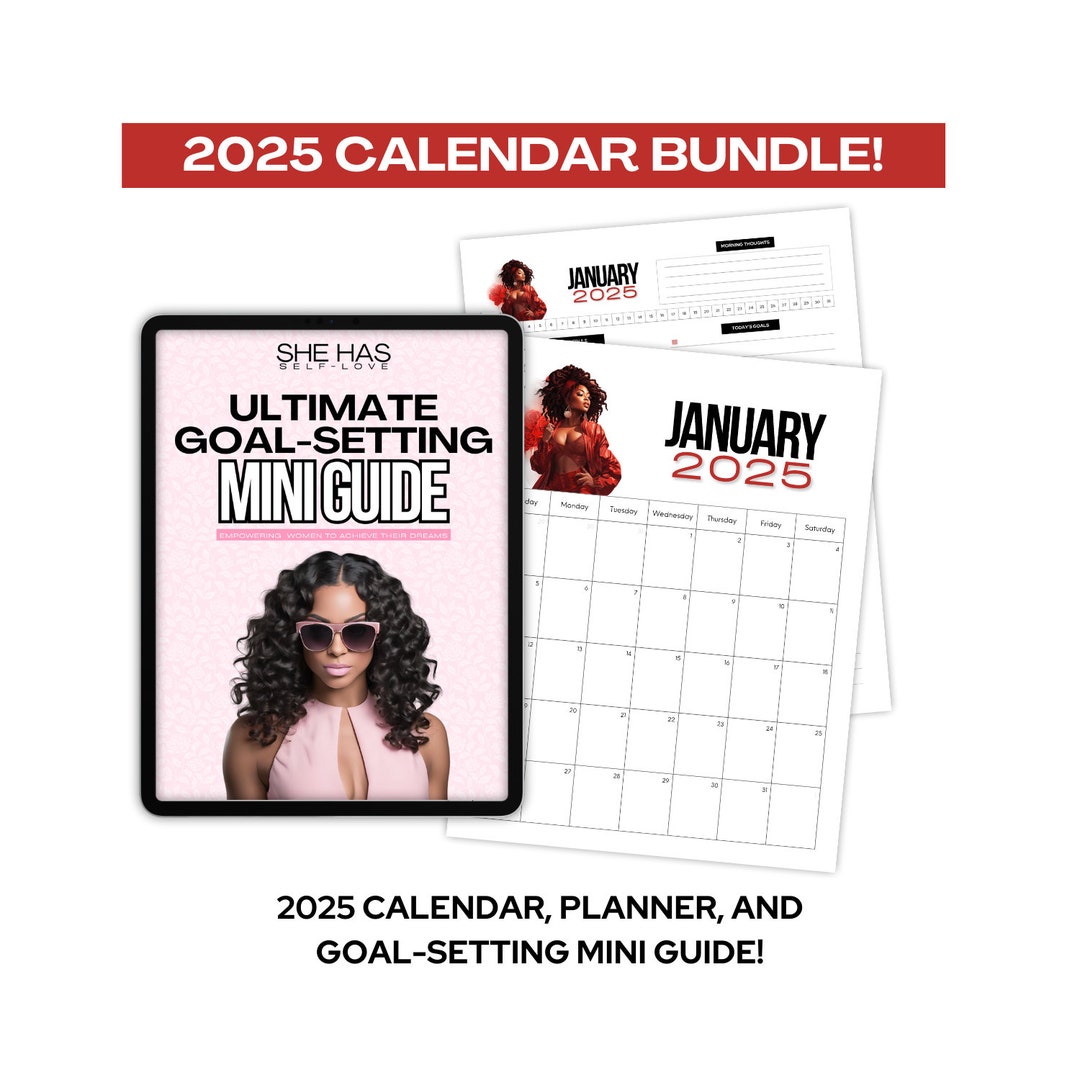 2025 Printable Calendar Daily Planner Goal-setting Guide Black Women US ...