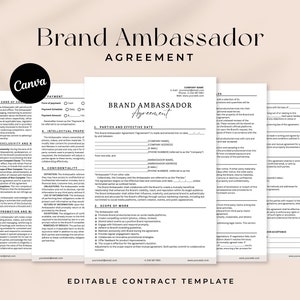 Brand Ambassador Agreement, Brand Ambassador Business Contract Template ...