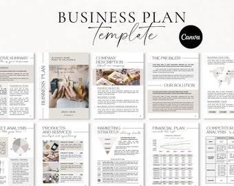 Business Plan Template, Business Planner Printable, Editable Canva ...