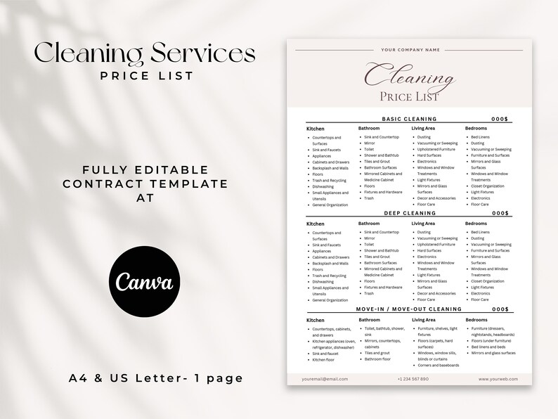 Cleaning Services BUNDLE, 6 Editable Cleaning Business Forms, Agreement Contract, Client Intake ...