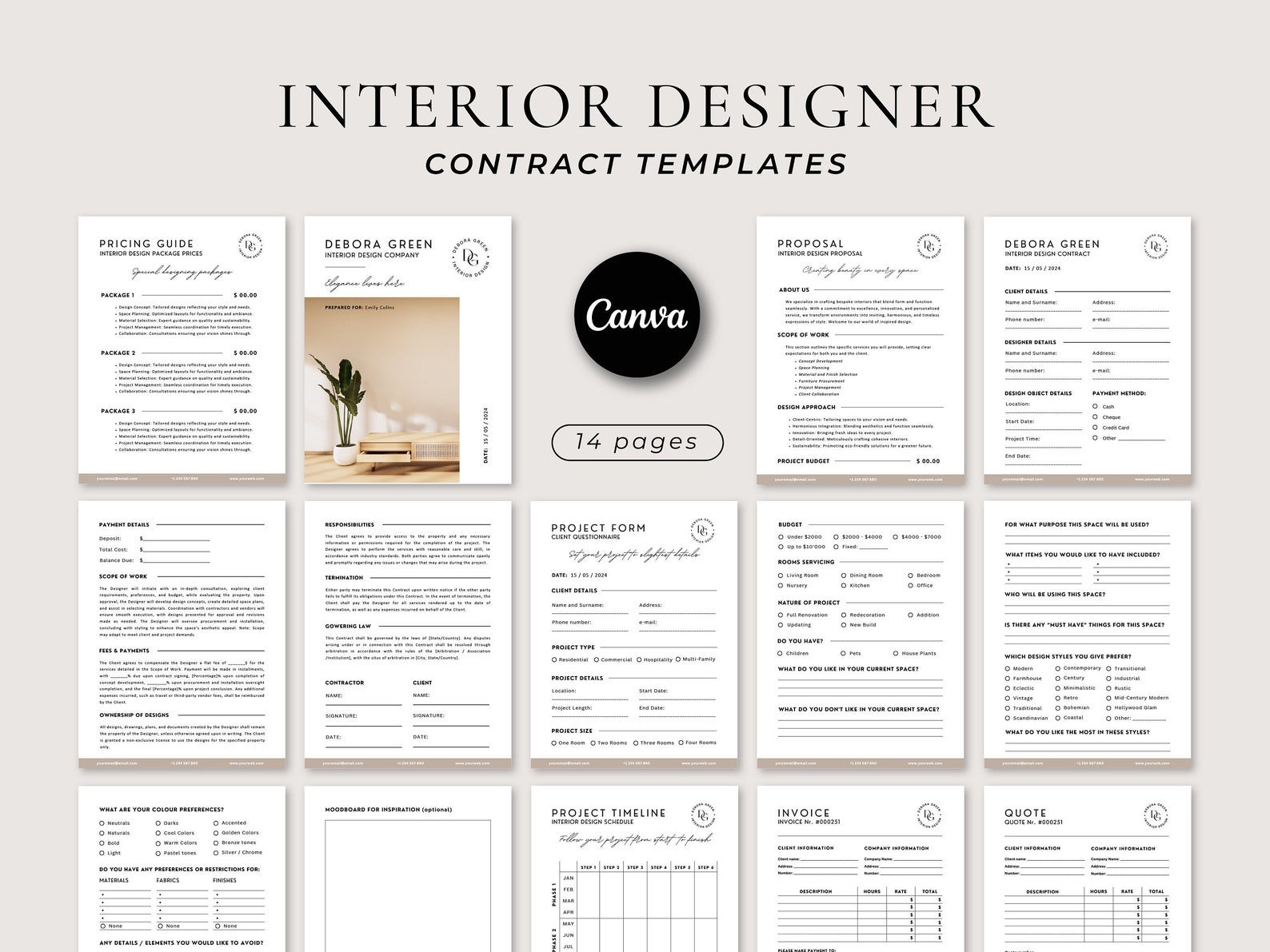 Interior Designer Client Contract Template, Service Contract ...