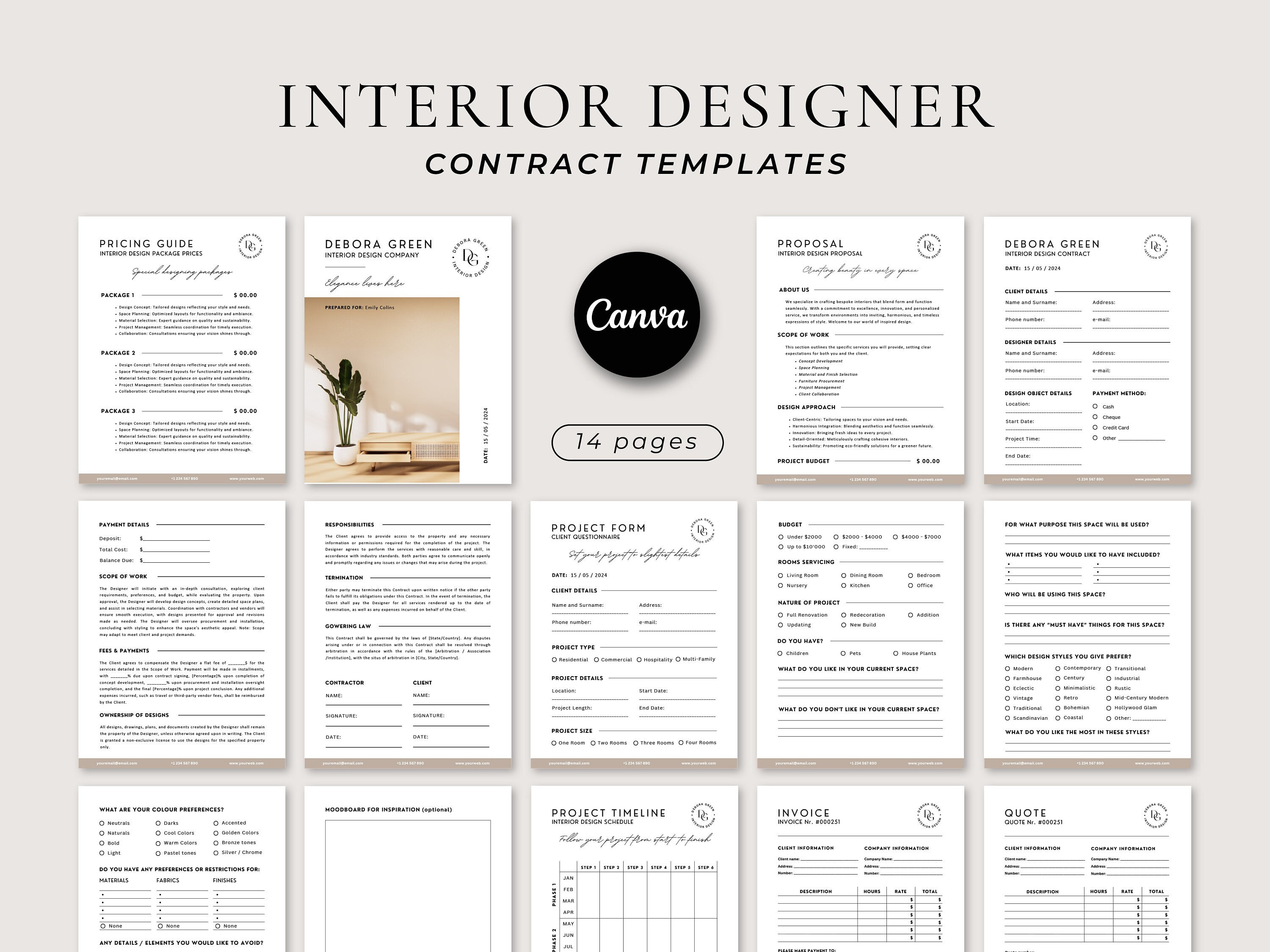 Interior Designer Client Contract Template, Service Contract ...