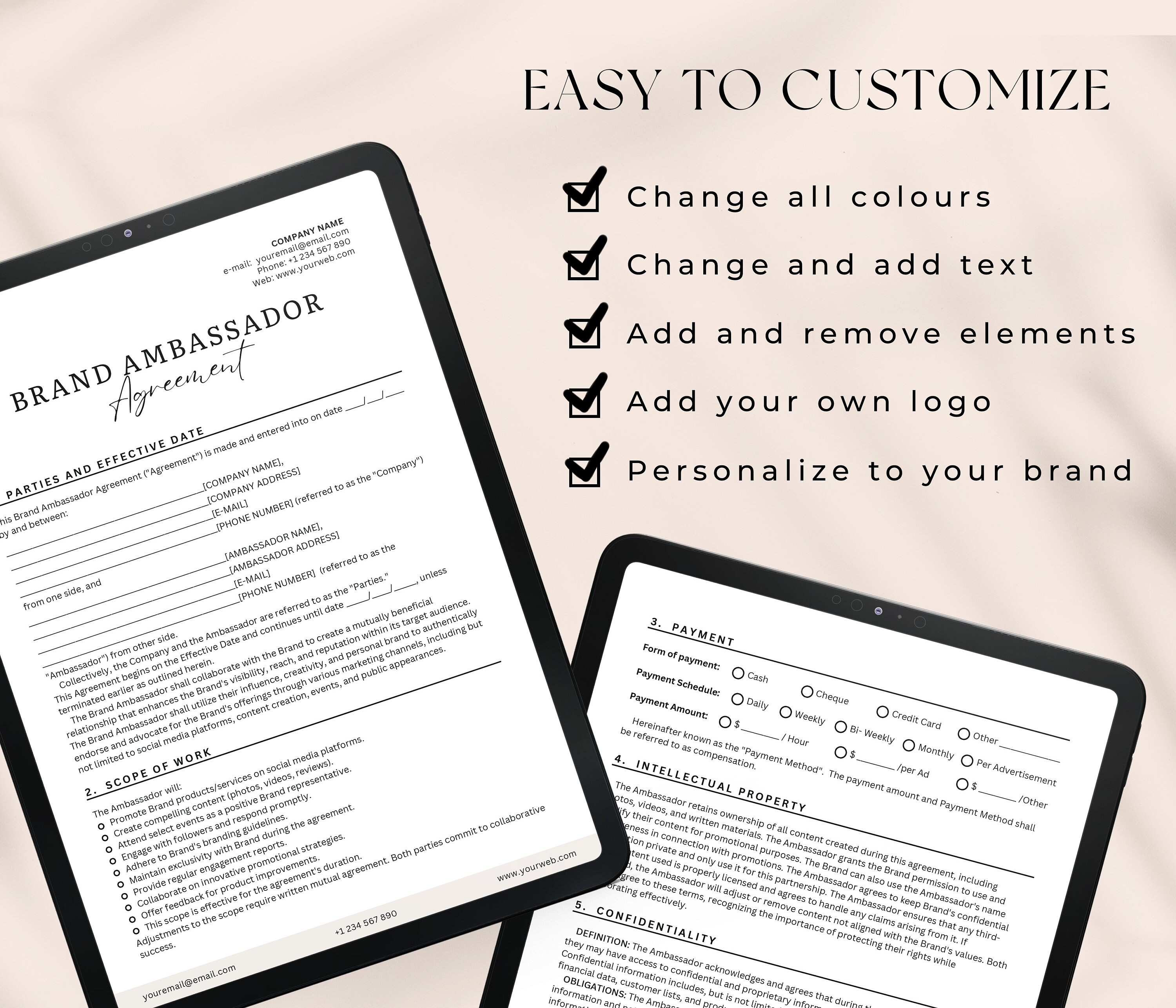 Brand Ambassador Agreement Form Editable Influencer Contract - Etsy