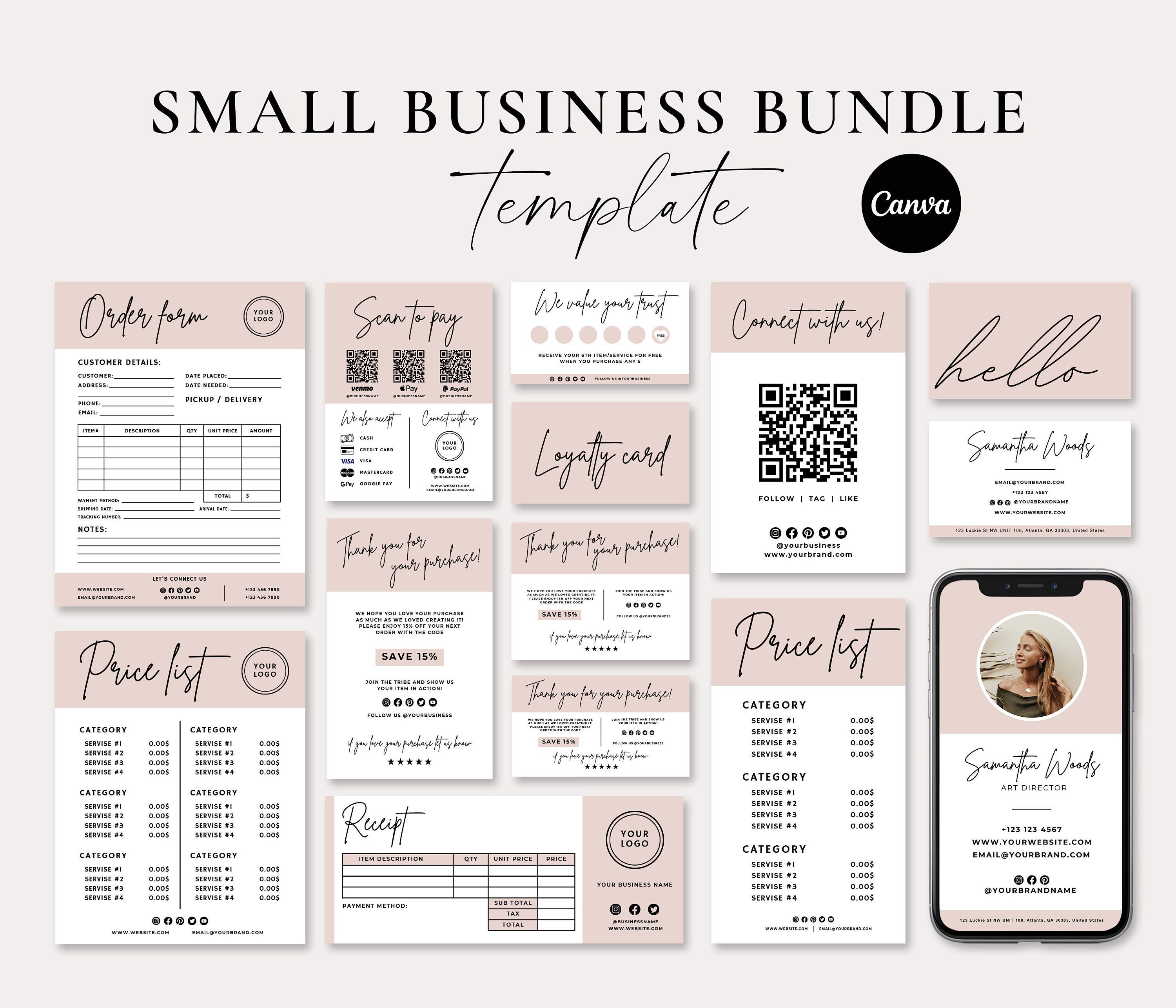 Small Business Branding Kit Bundle, Invoice Template, Order Form, Price ...
