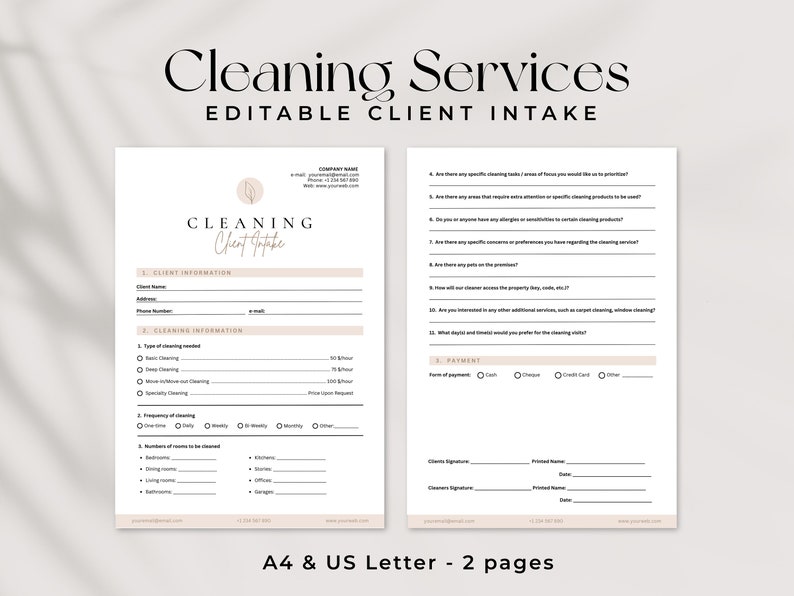 Cleaning Service Agreement BUNDLE | 6 Editable Cleaning Business Forms ...