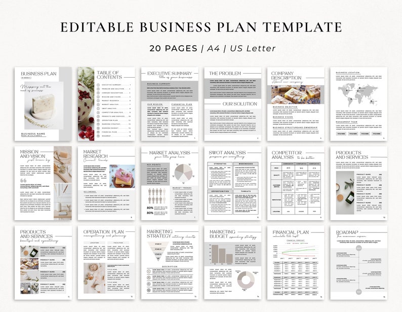 Small Business Plan Template, Editable Business Planner, Canva Template ...