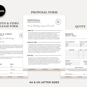 Editable Bridal Hair Contract Template Package, Bridal Hairstylist ...