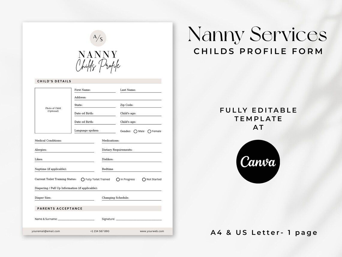 Editable Nanny Agreement Template, Babysitter Agreement, Childcare ...