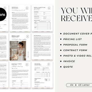 Editable Bridal Hair Contract Template Package, Bridal Hairstylist ...