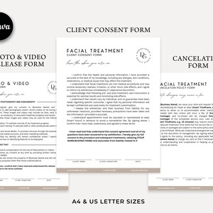 Facial Treatment Forms, Editable Esthetician Templates, Printable ...