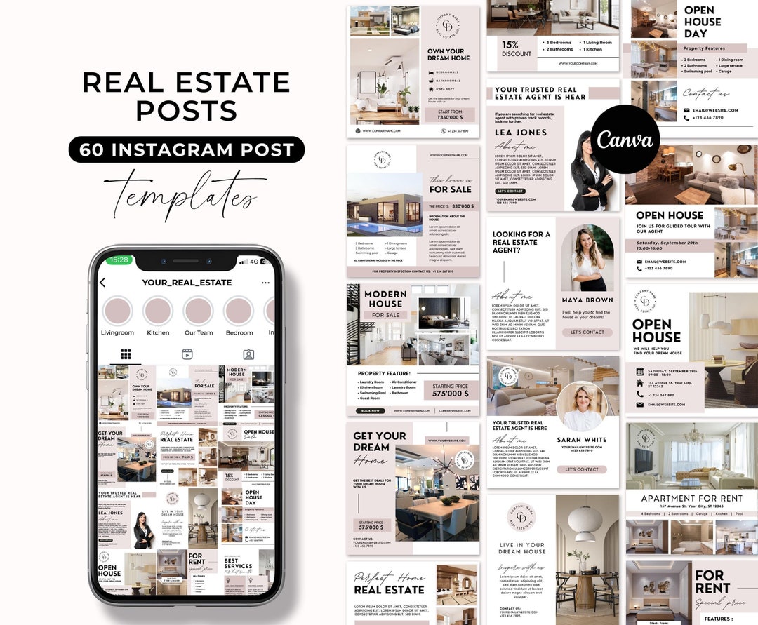 Real Estate Instagram Post Templates, Realtor Instagram Template ...