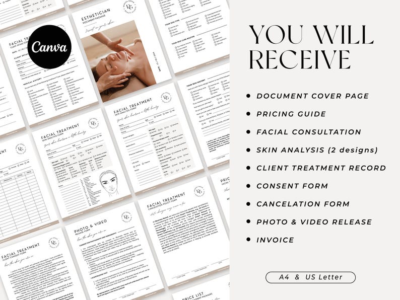 Facial Treatment Forms, Editable Esthetician Templates, Printable ...