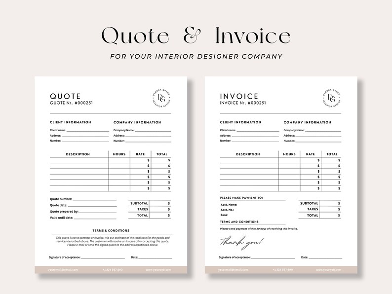 Interior Designer Contract Template, Editable Service Contract ...