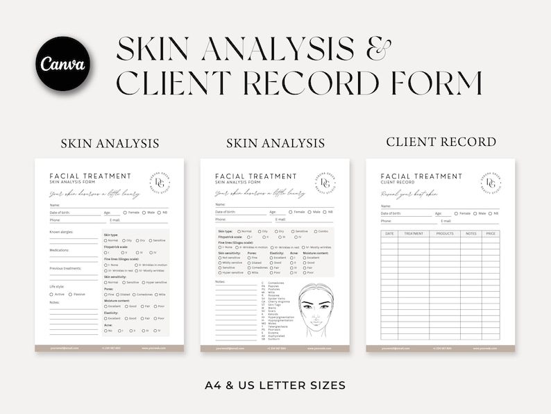 Facial Treatment Forms, Editable Esthetician Templates, Printable ...