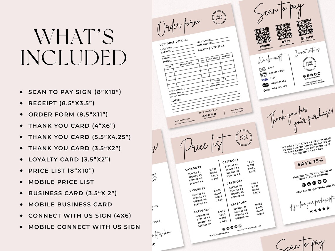 Small Business Branding Bundle, Invoice Template, Order Form, Price ...