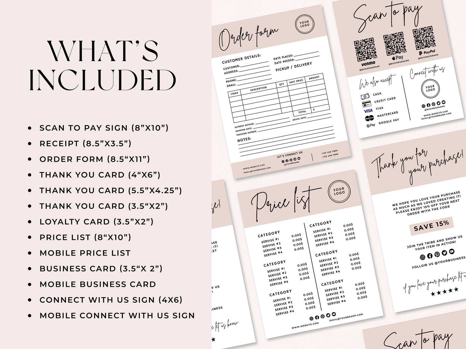 Small Business Branding Kit Bundle, Invoice Template, Order Form, Price ...