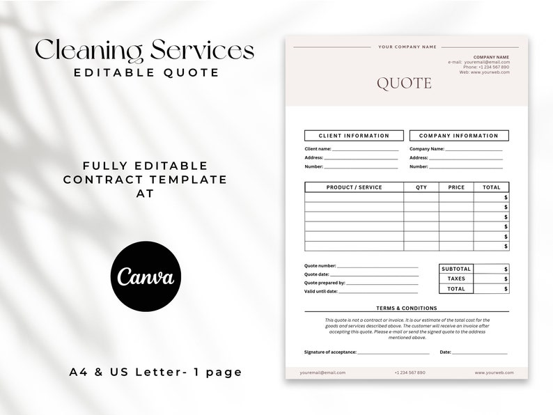Cleaning Services BUNDLE, 6 Editable Cleaning Business Forms, Agreement ...