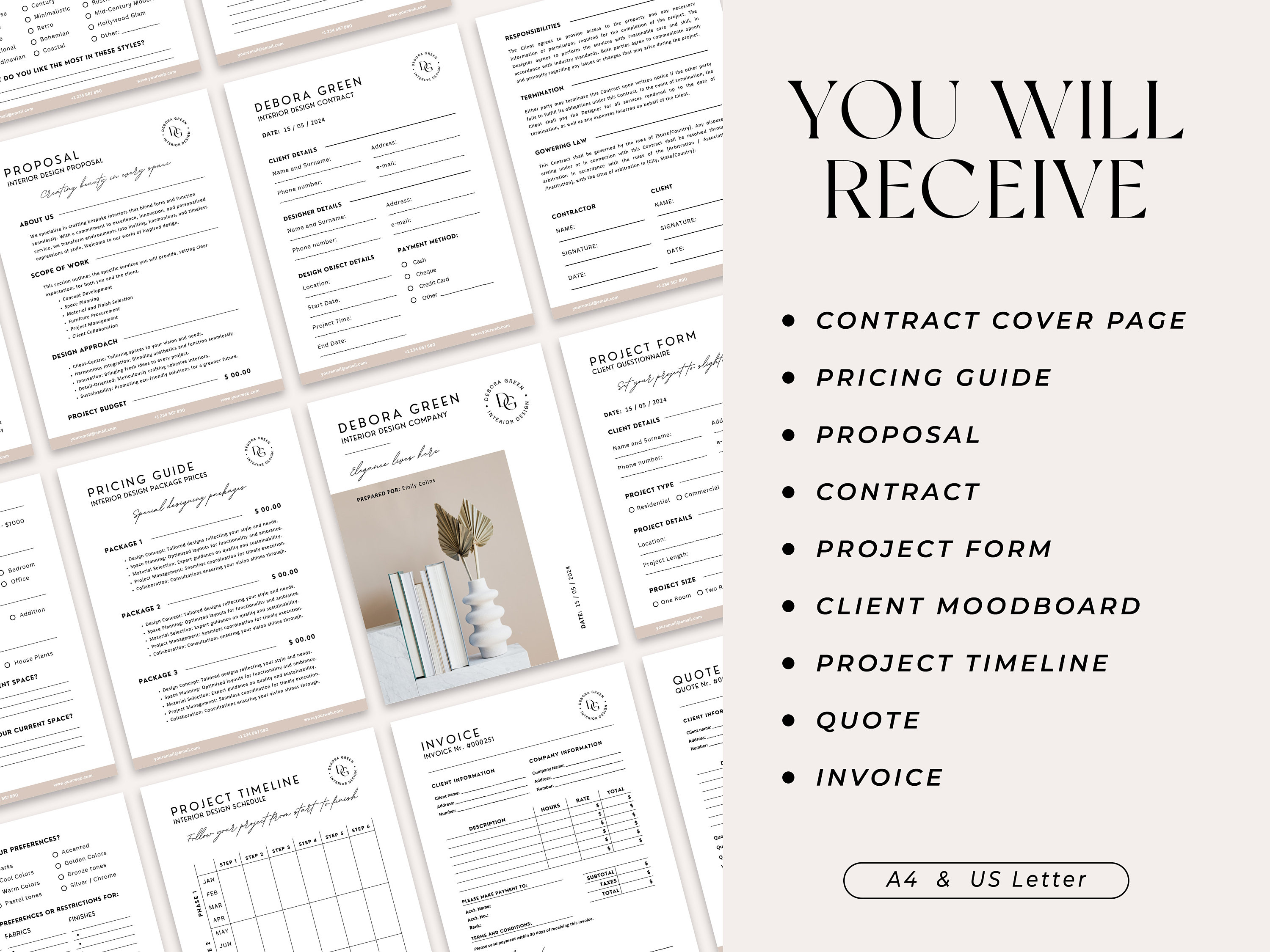 Interior Designer Client Contract Template, 9 Editable Designer ...
