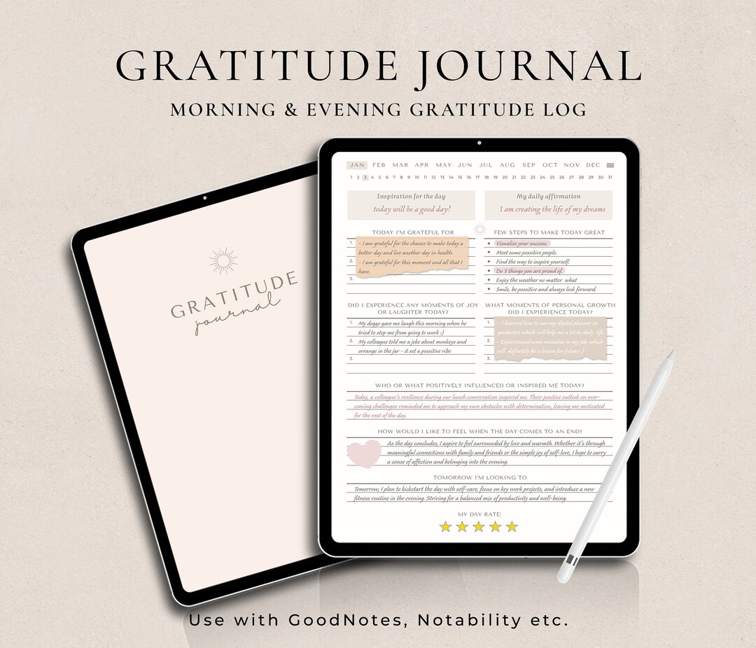 Digital Gratitude Journal, Goodnotes Gratitude Planner, Daily ...