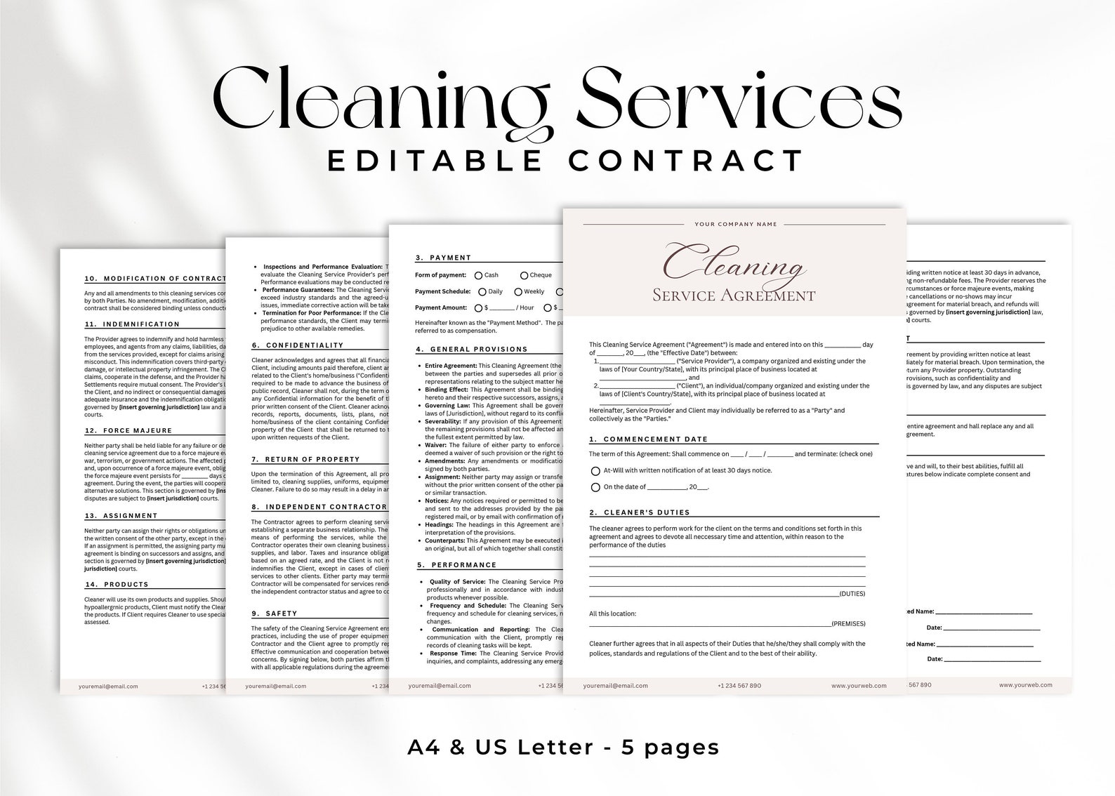 Cleaning Services BUNDLE, 6 Editable Cleaning Business Forms, Agreement Contract, Client Intake ...