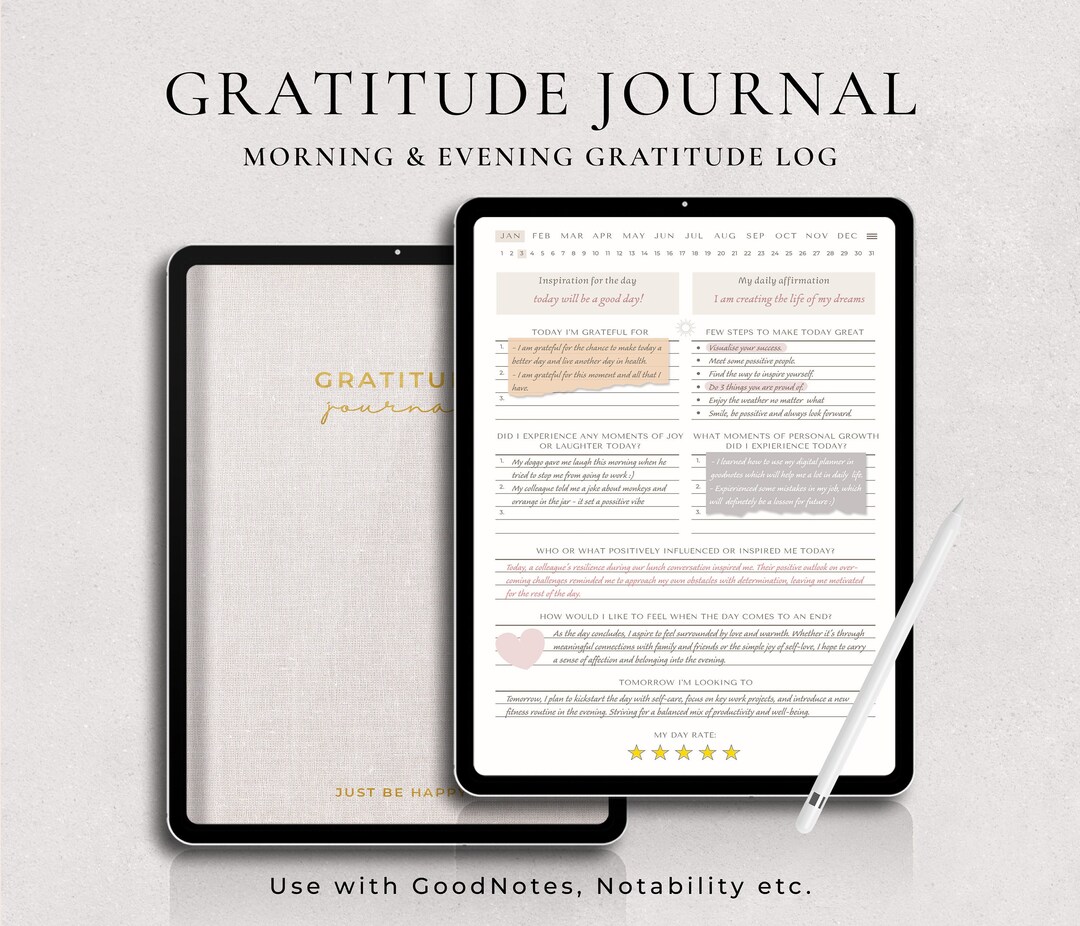 Digital Gratitude Journal, Wellness Journal, Daily iPad Gratitude ...