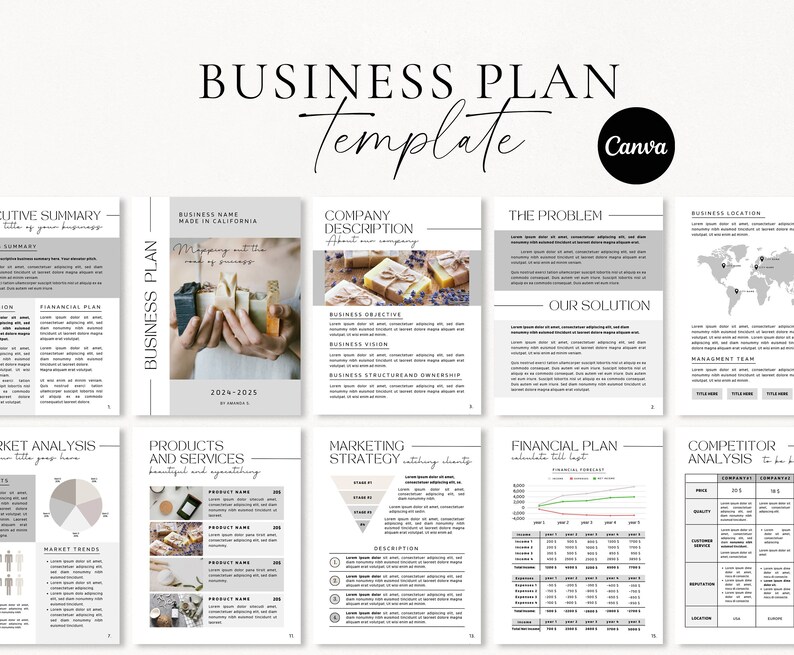 Small Business Plan Template, Editable Business Planner, Canva Template ...