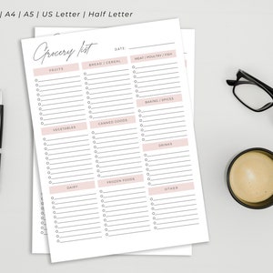 Printable Grocery List Template, Grocery Planner, Food Shopping List ...