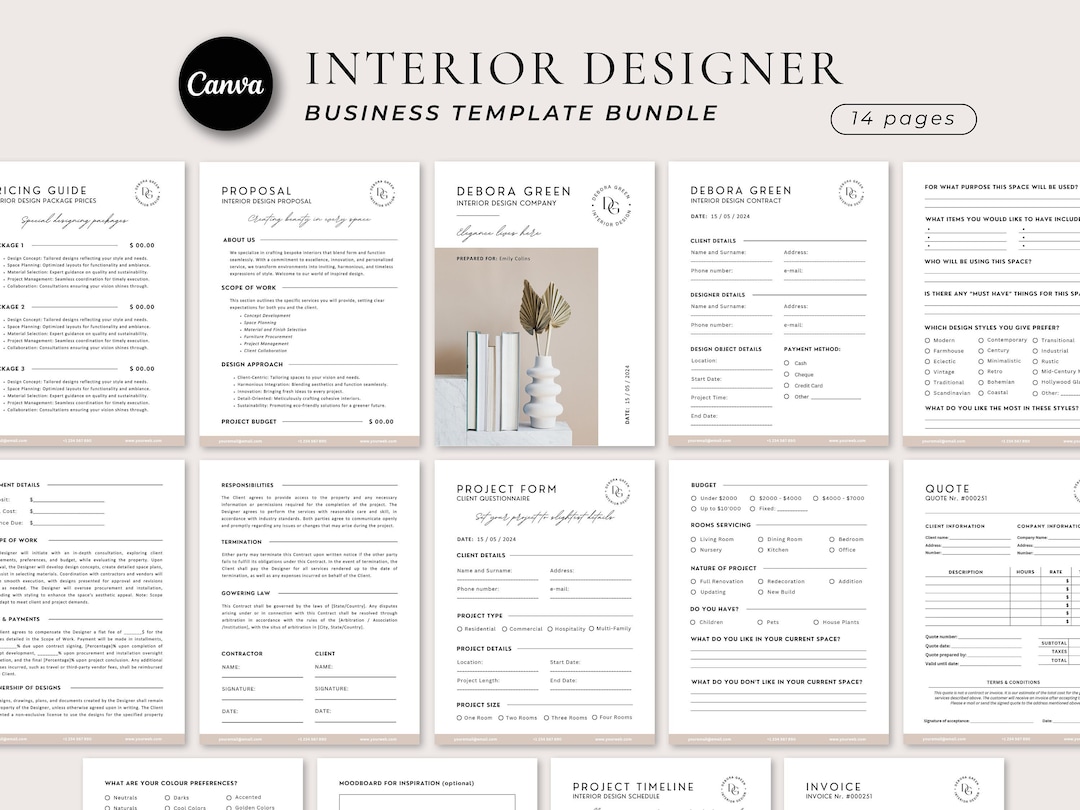 Interior Designer Contract Template, Editable Service Contract ...
